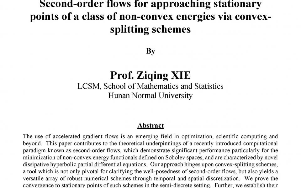 Department of Mathematics - SEMINAR ON APPLIED MATHEMATICS - Second-order flows for approaching ...